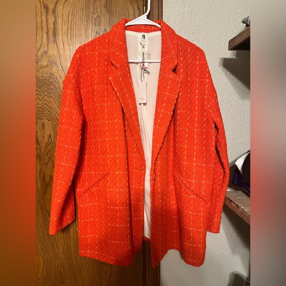 Flawless | Jackets & Coats | Womens Orange Tweed Blazer One Button ...